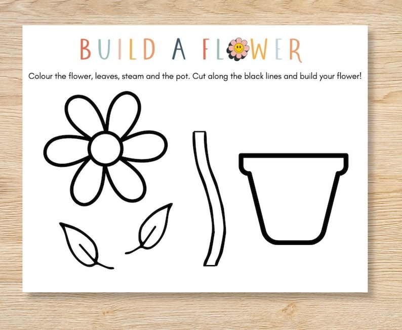 Build a Flower Printable Craft Flower Paper Craft Spring - Etsy