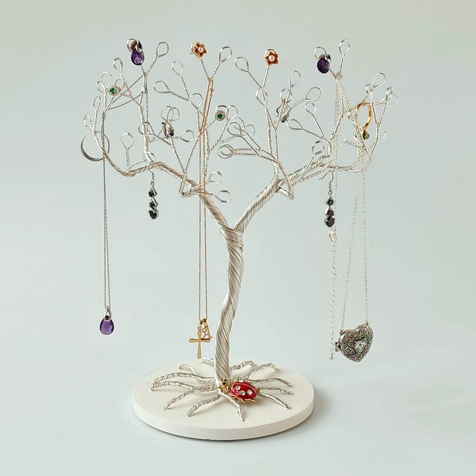 Silver Wire Jewelry Tree – Necklace Holder, Bracelet Stand, Earring ...
