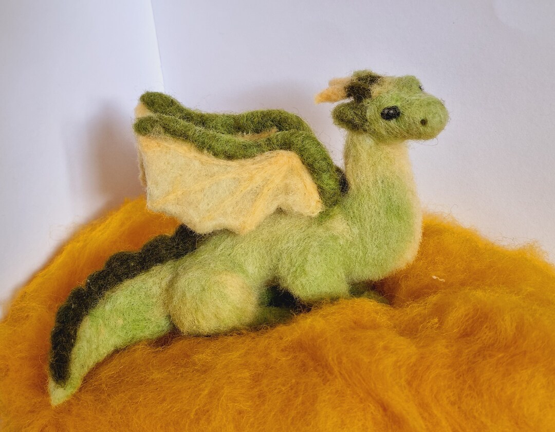 Fluffy Green Dragon - Needle Felted Baby Dragon - Cute Wool Animal ...