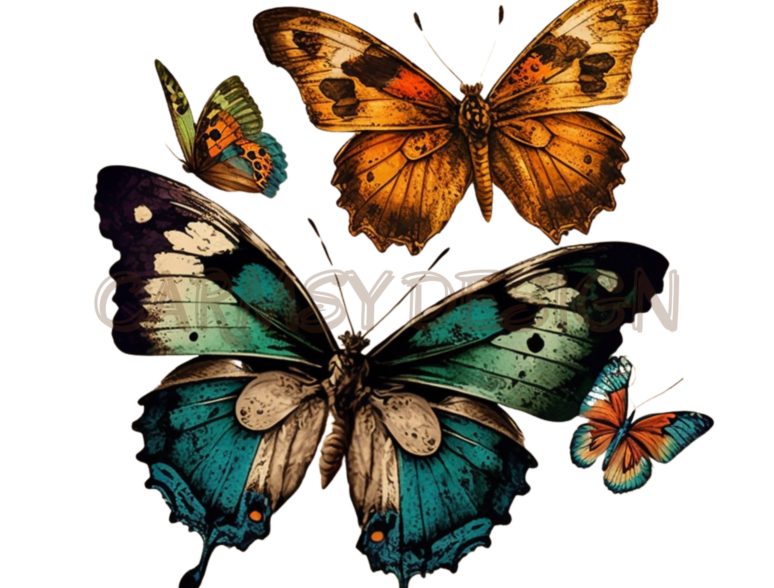 Butterfly Clipart Bundle Watercolor Colorful Vintage - Etsy