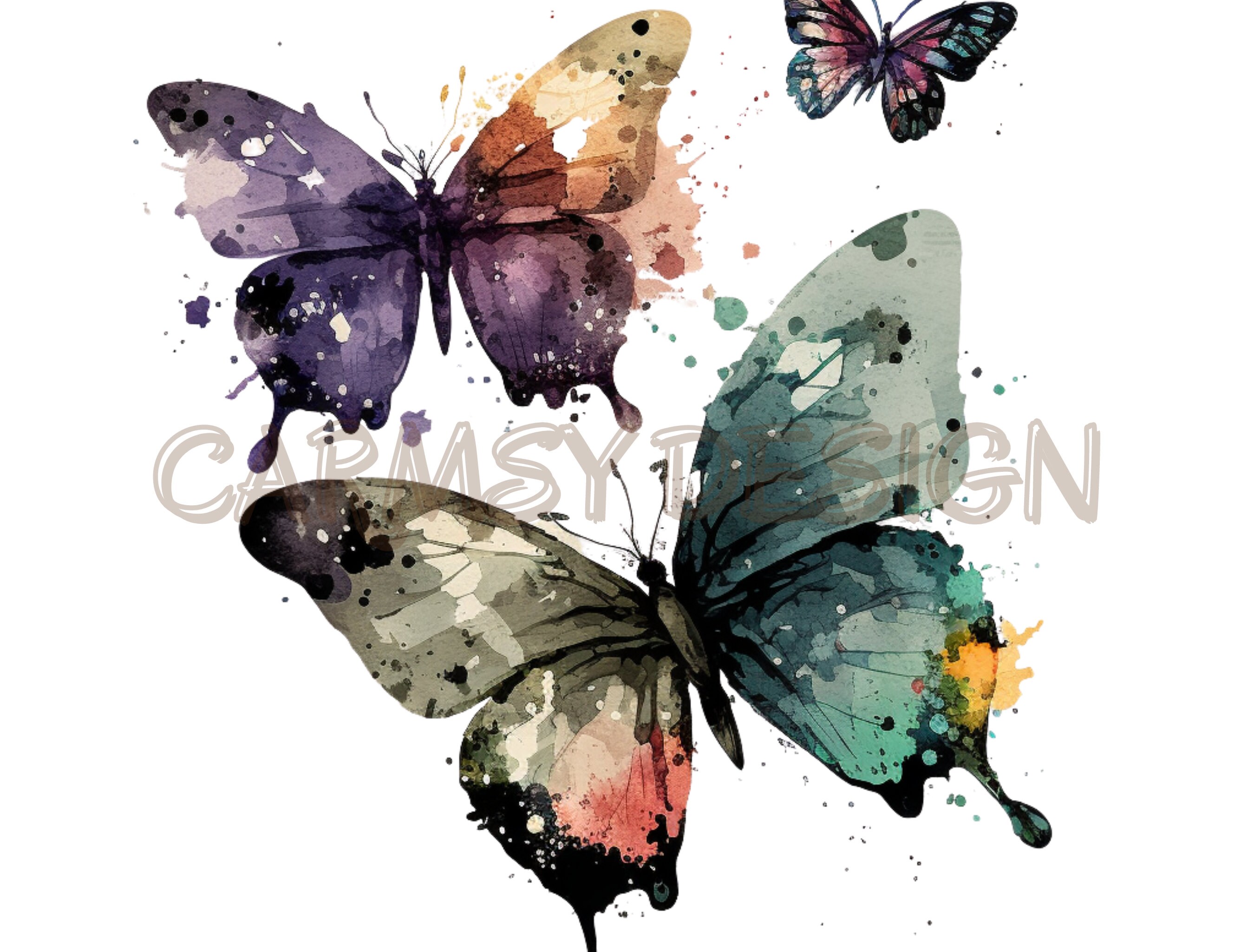 Butterfly Clipart Bundle Watercolor Colorful Vintage - Etsy