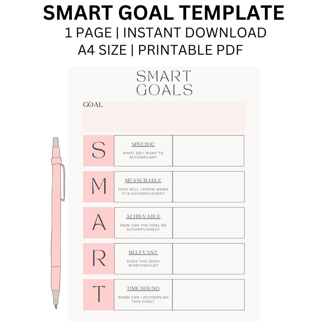 SMART Goal Planner Printable, Goal Tracker Printable, Productivity ...