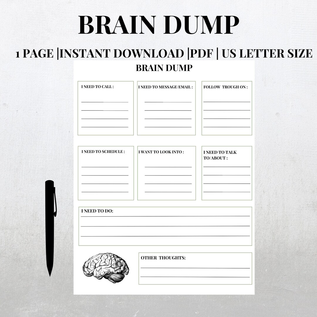 Brain Dump Printable, Thought Organizer, to Do List, Printable PDF ...