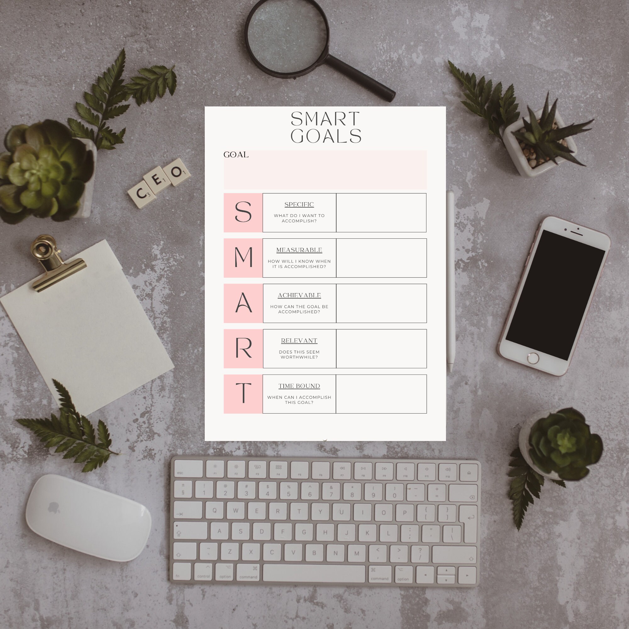 SMART Goal Planner Printable, Goal Tracker Printable, Productivity ...