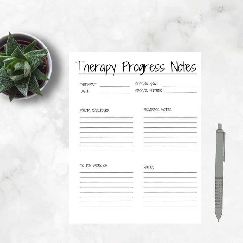 Therapy Notes Printable, Therapy Journal, Therapy Note Template ...