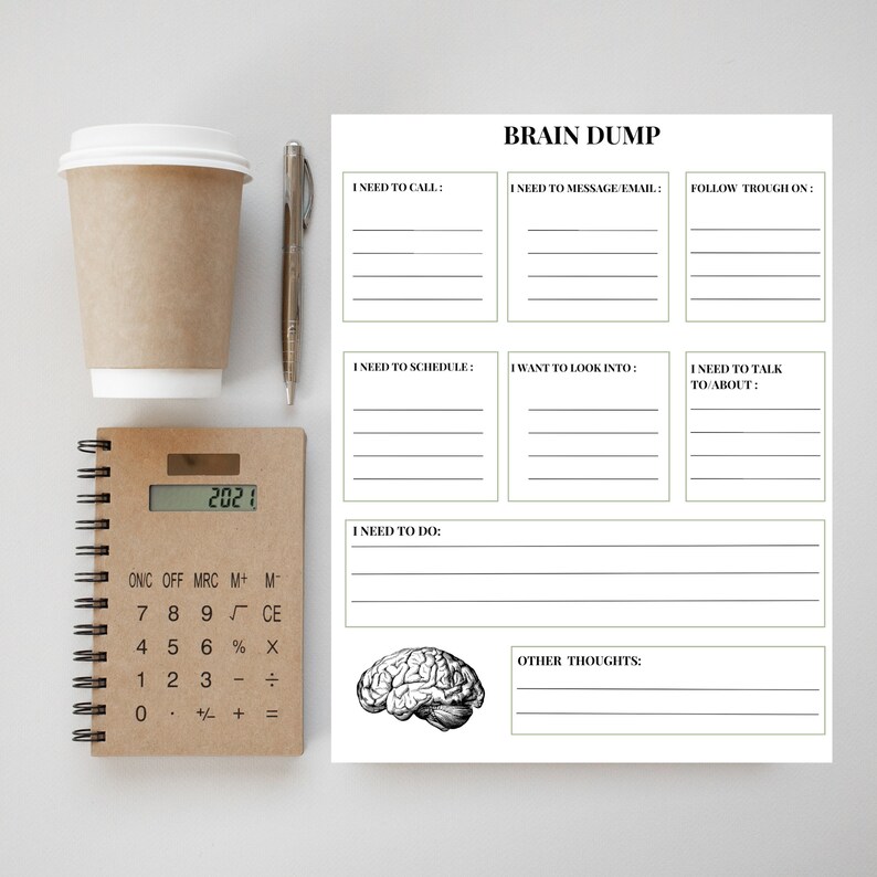 Brain Dump Printable, Thought Organizer, to Do List, Printable PDF ...