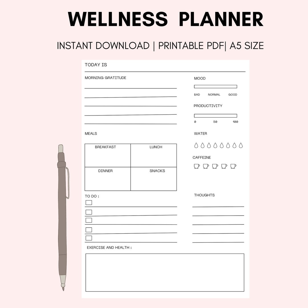Printable Wellness Planner | Printable PDF | A4 Size | Instant Download ...