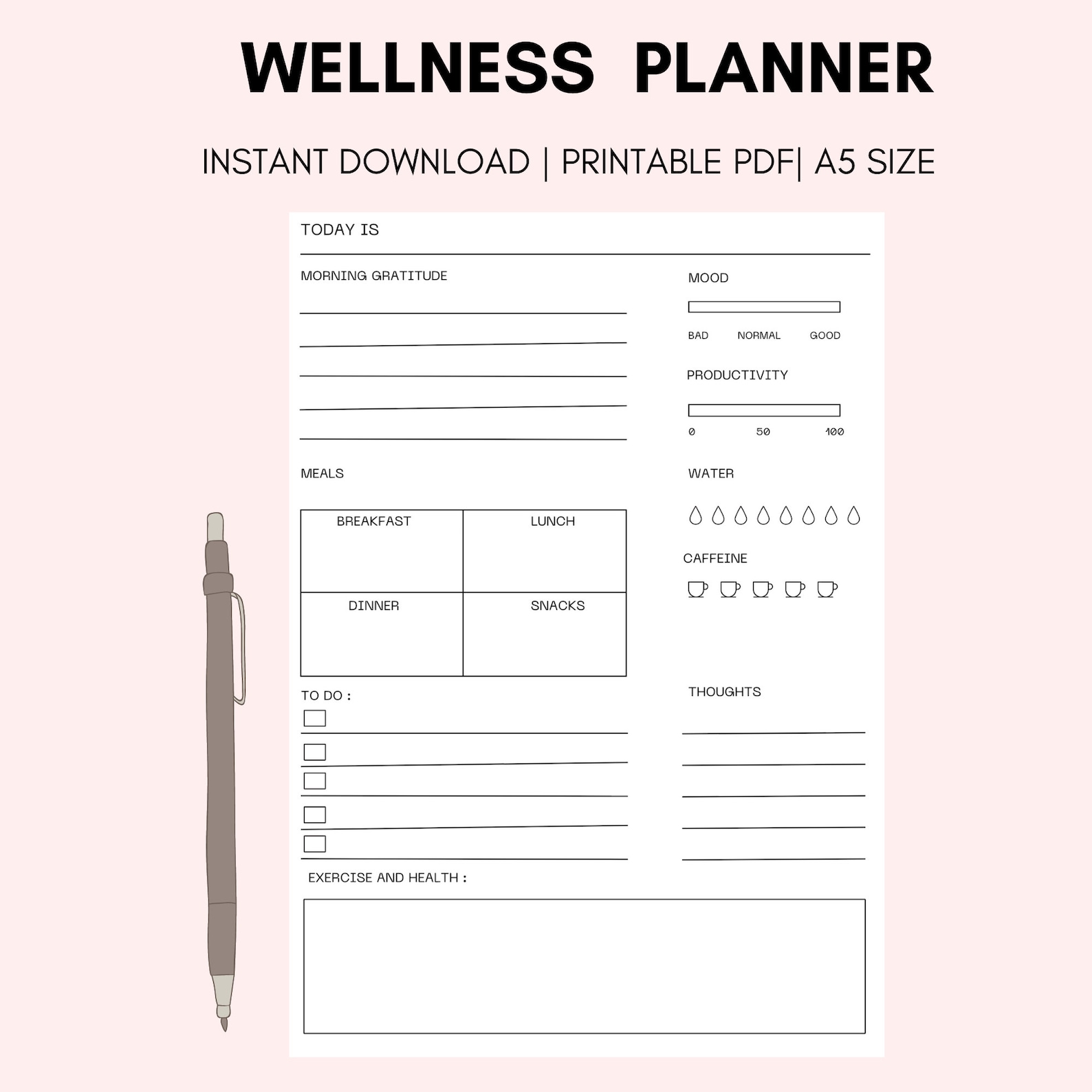 Printable Wellness Planner | Printable PDF | A4 Size | Instant Download ...