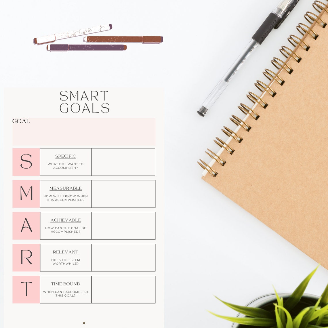 SMART Goal Planner Printable, Goal Tracker Printable, Productivity ...