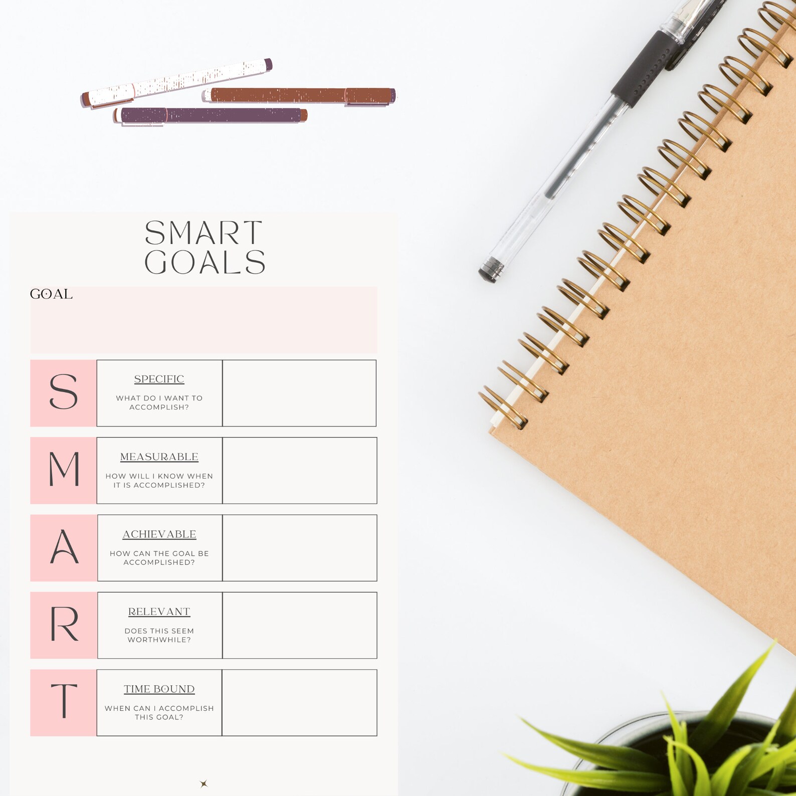 SMART Goal Planner Printable, Goal Tracker Printable, Productivity ...