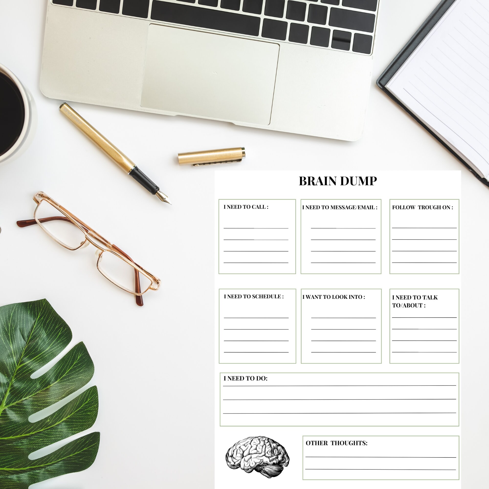 Brain Dump Printable, Thought Organizer, to Do List, Printable PDF ...