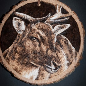 Stag Art, Pyrography Art, Earth Tone Wall Art, Wall Decor, Rustic Art ...
