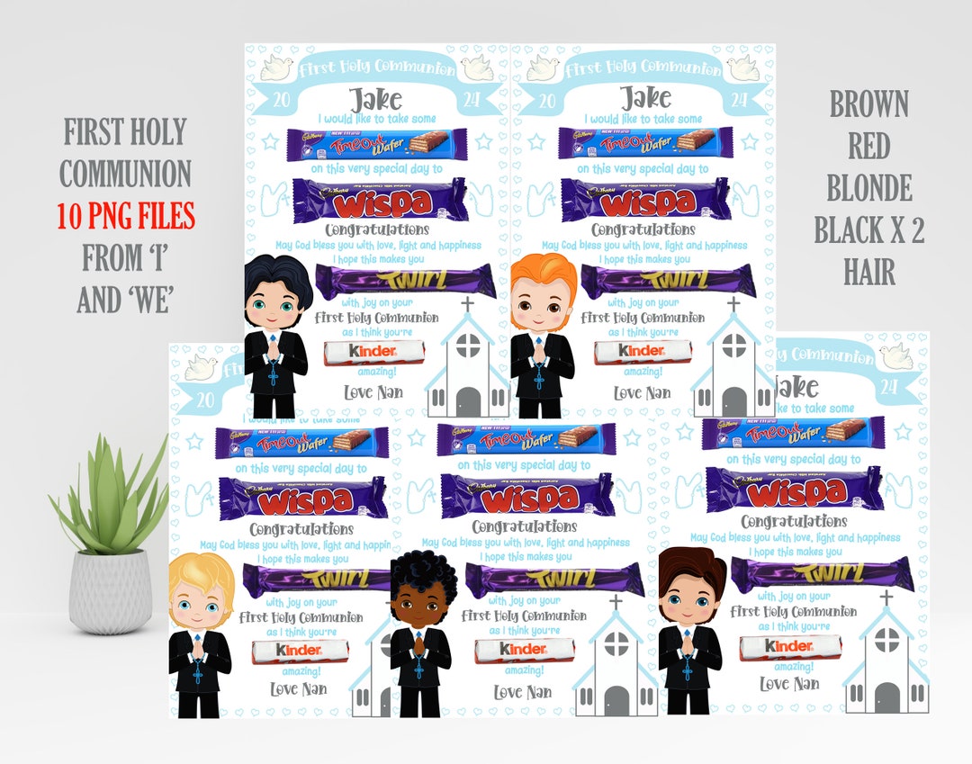 First Holy Communion BUNDLE Boy 10 PNG Files Brown, Blonde, Red Black ...