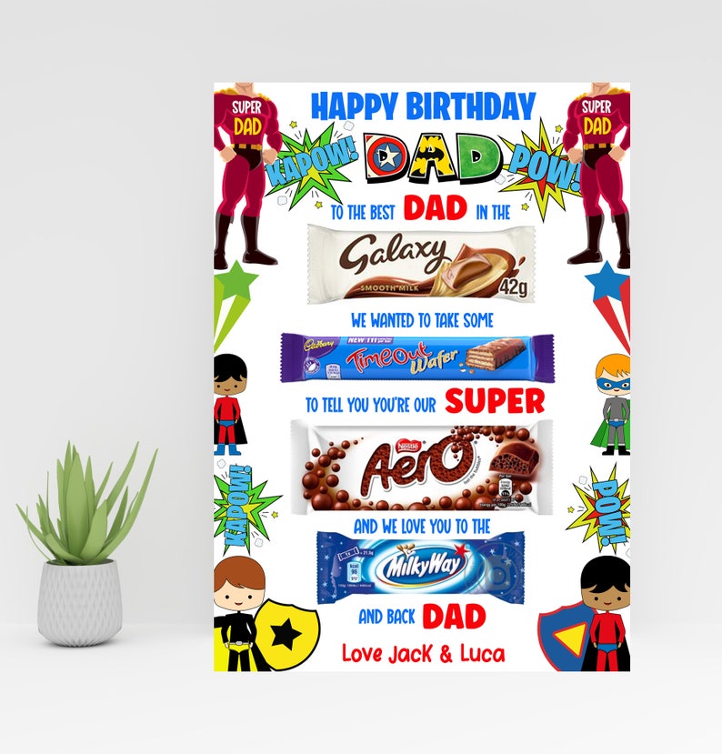 Dad/daddy/grandad Superhero MEGA BUNDLE DIGITAL A4 Chocolate Board ...