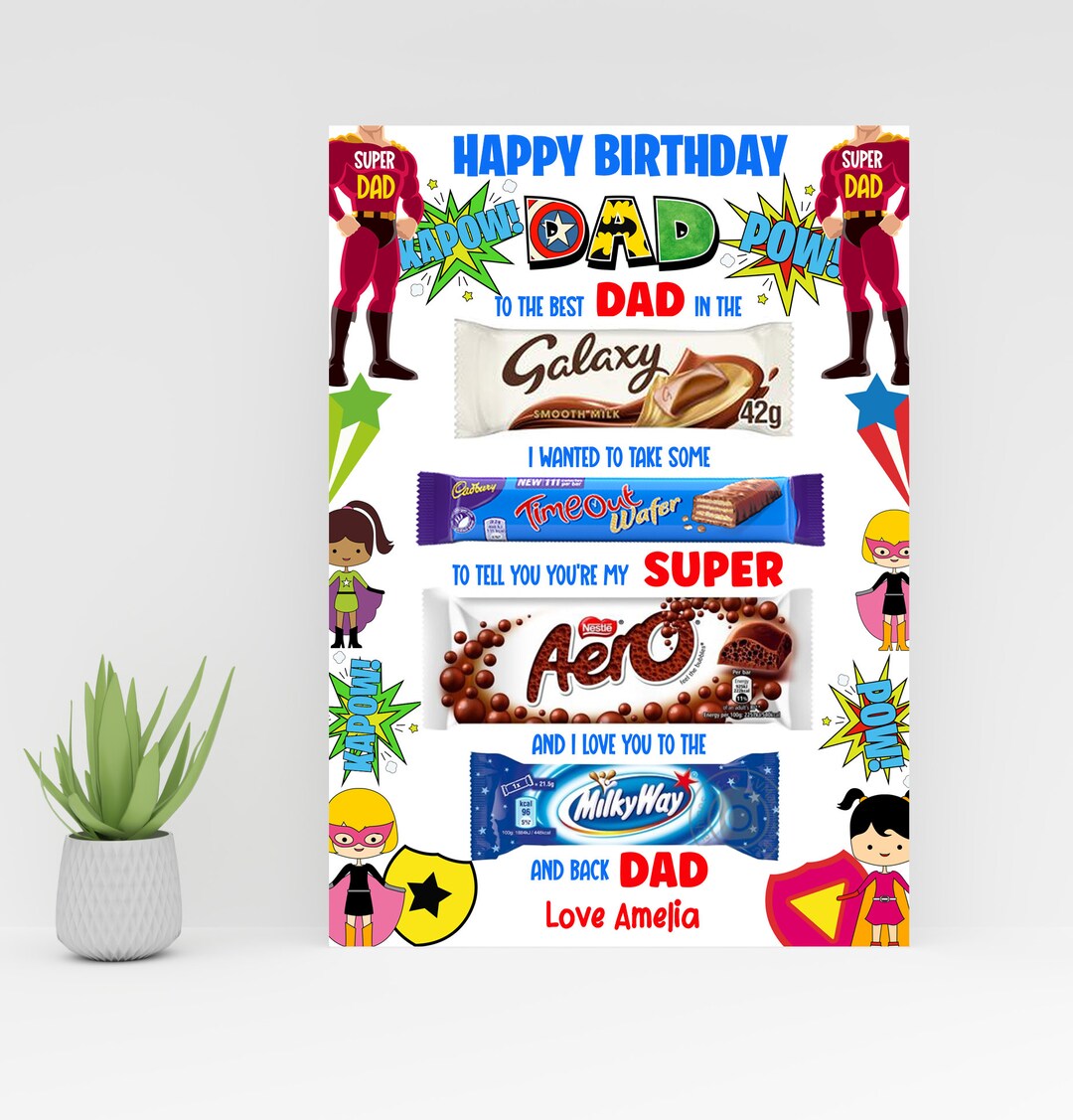 Dad/daddy/grandad Superhero MEGA BUNDLE DIGITAL A4 Chocolate Board ...