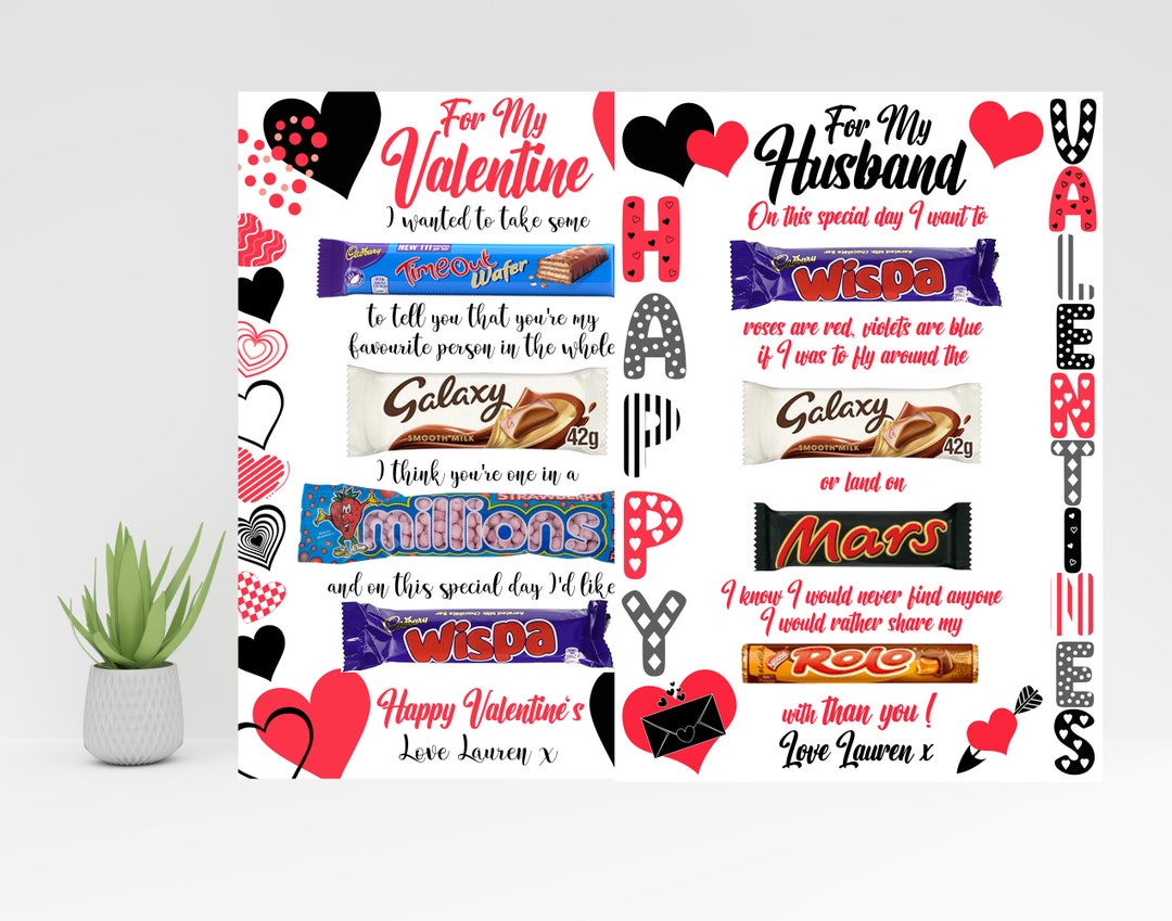 DIGITAL Valentines BUNDLE A4 Chocolate Board Digital Downloads - Etsy