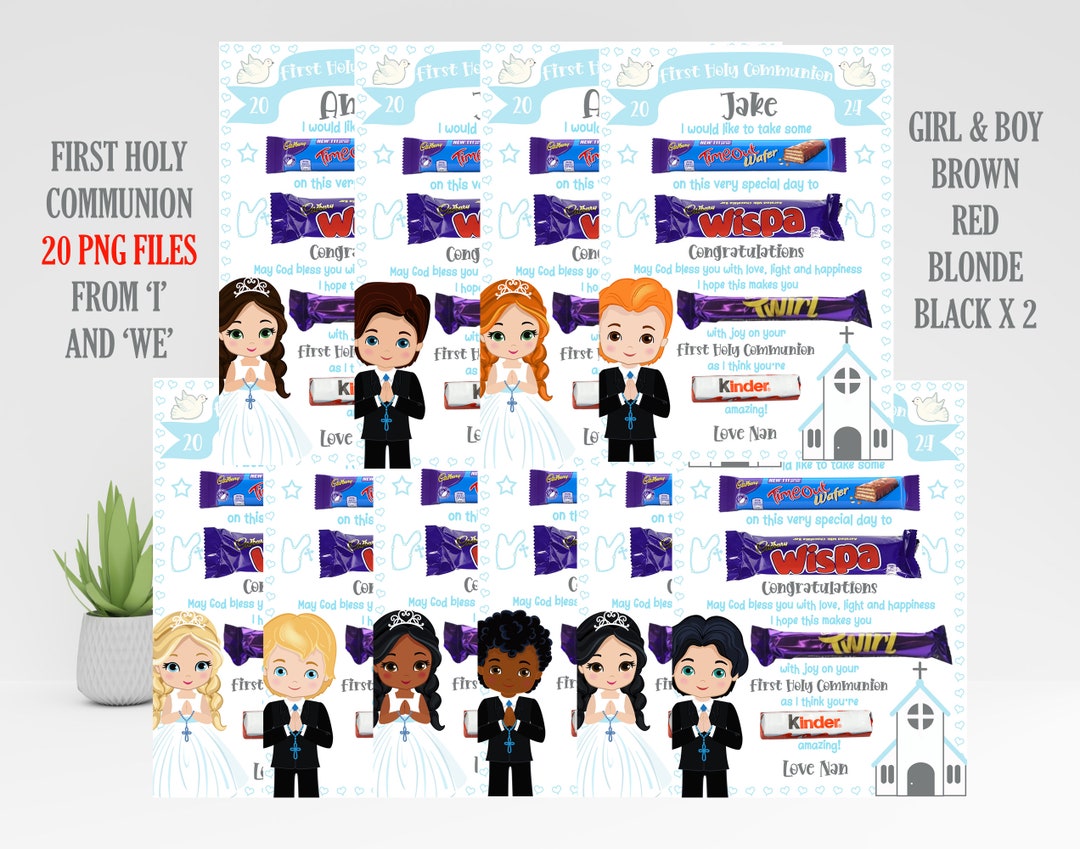 First Holy Communion MEGA BUNDLE Girl & Boy 20 PNG Files Brown, Blonde ...