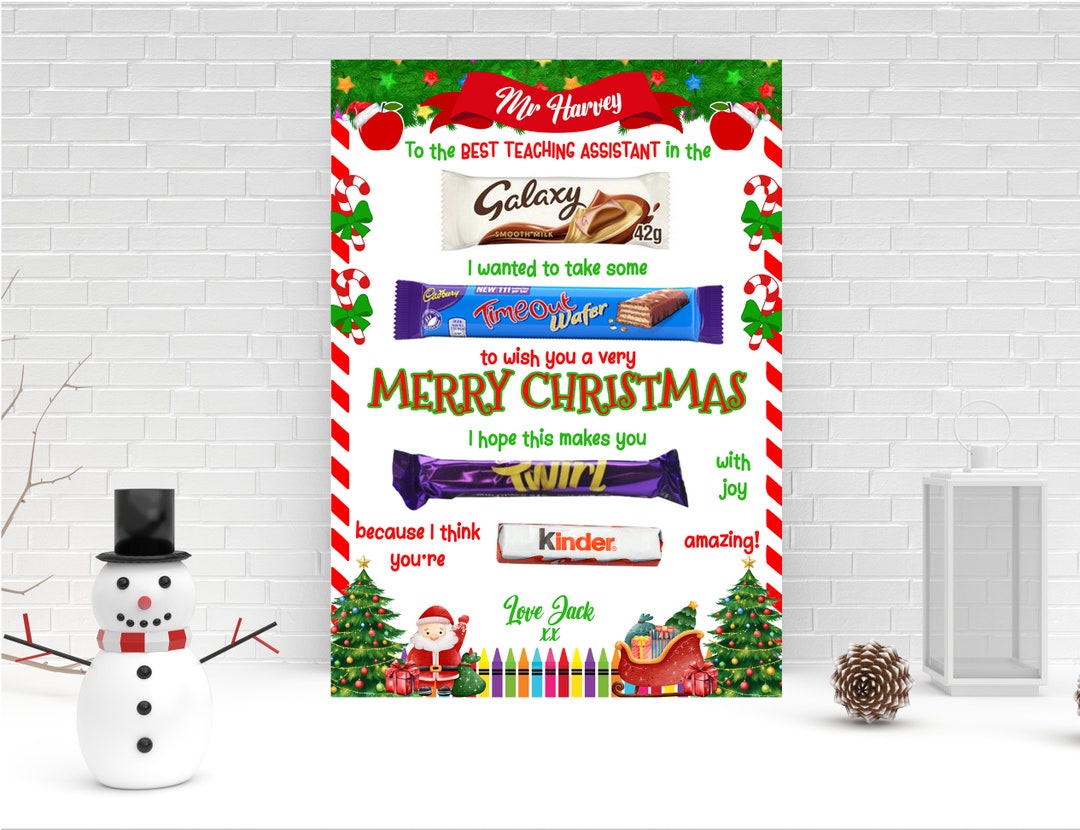 DIGITAL Teaching Assistant Christmas A4 Chocolate Message Board Digital ...