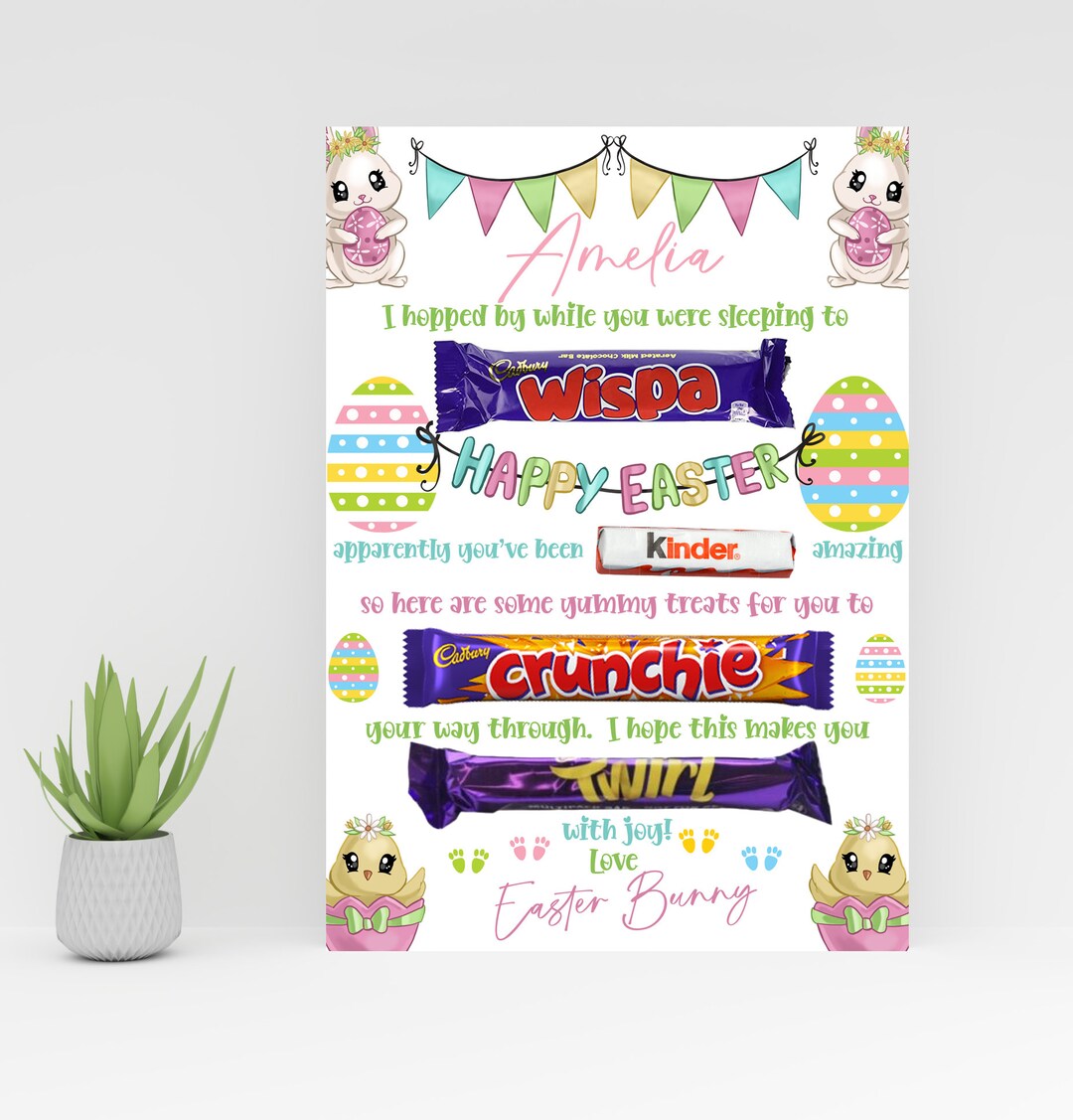 Easter A4 Chocolate Message Board Girl Easter Card Easter Bunny ...