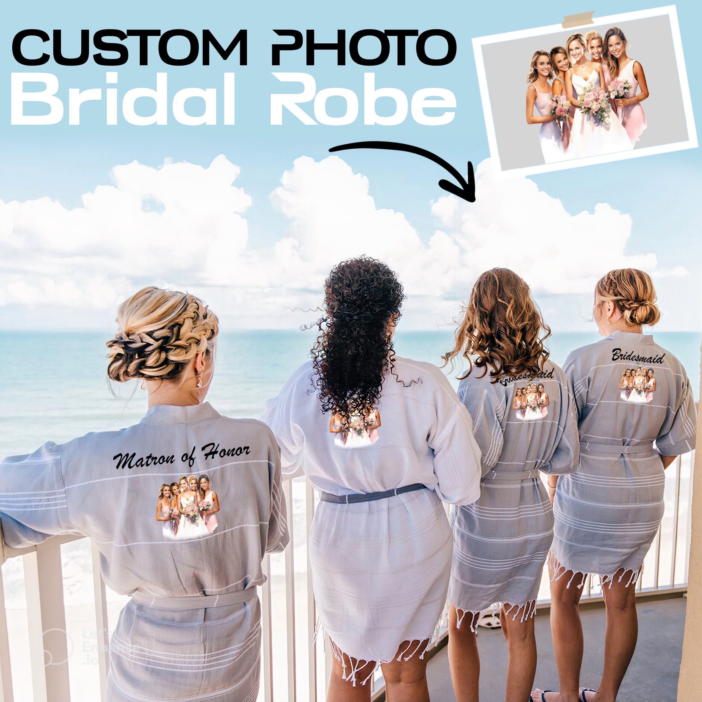 CUSTOM Bridal Robe, Personalized Bridesmaid Bachelorette Party Robe ...