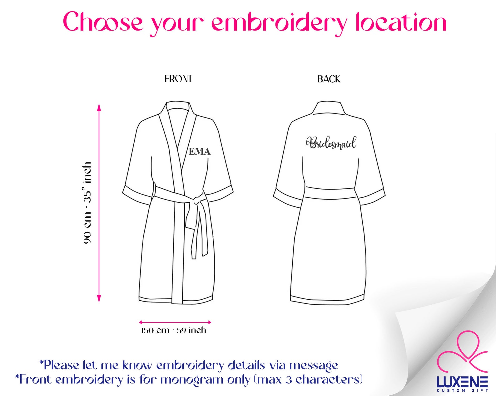 CUSTOM Bridal Robe, Personalized Bridesmaid Bachelorette Party Robe ...
