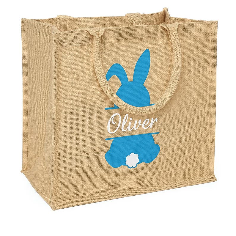 Personalized Easter Jute Tote Bag With Bunny or Truck Design, Custom ...