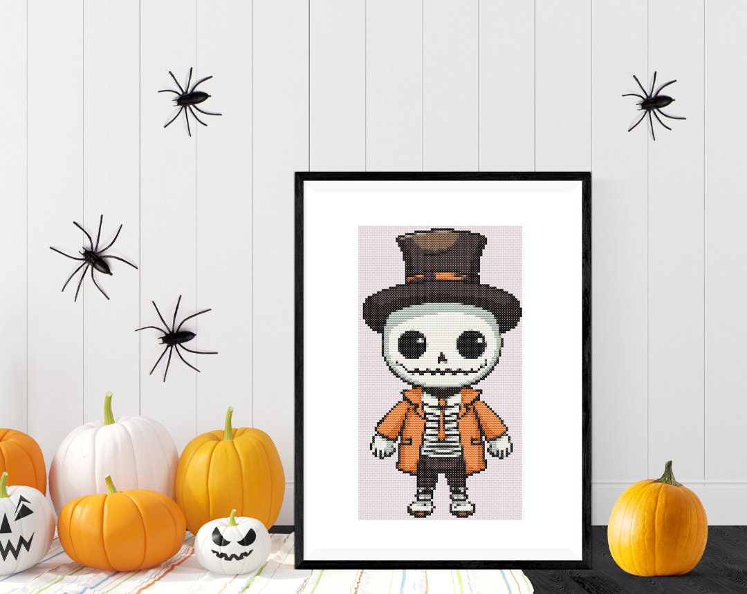 Dapper Skeleton Cross Stitch Pattern - Etsy