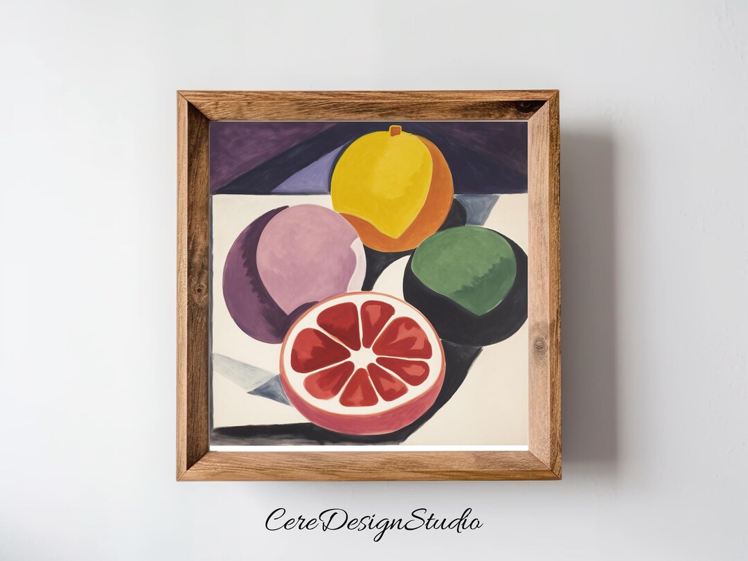 Vintage Fruit Still Life Square Print Colorful Botanical - Etsy