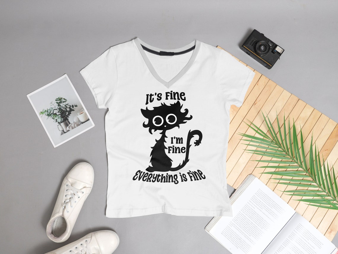It's Fine I'm Fine Everything is Fine SVG, Black Cat Svg, Funny Cat Svg ...