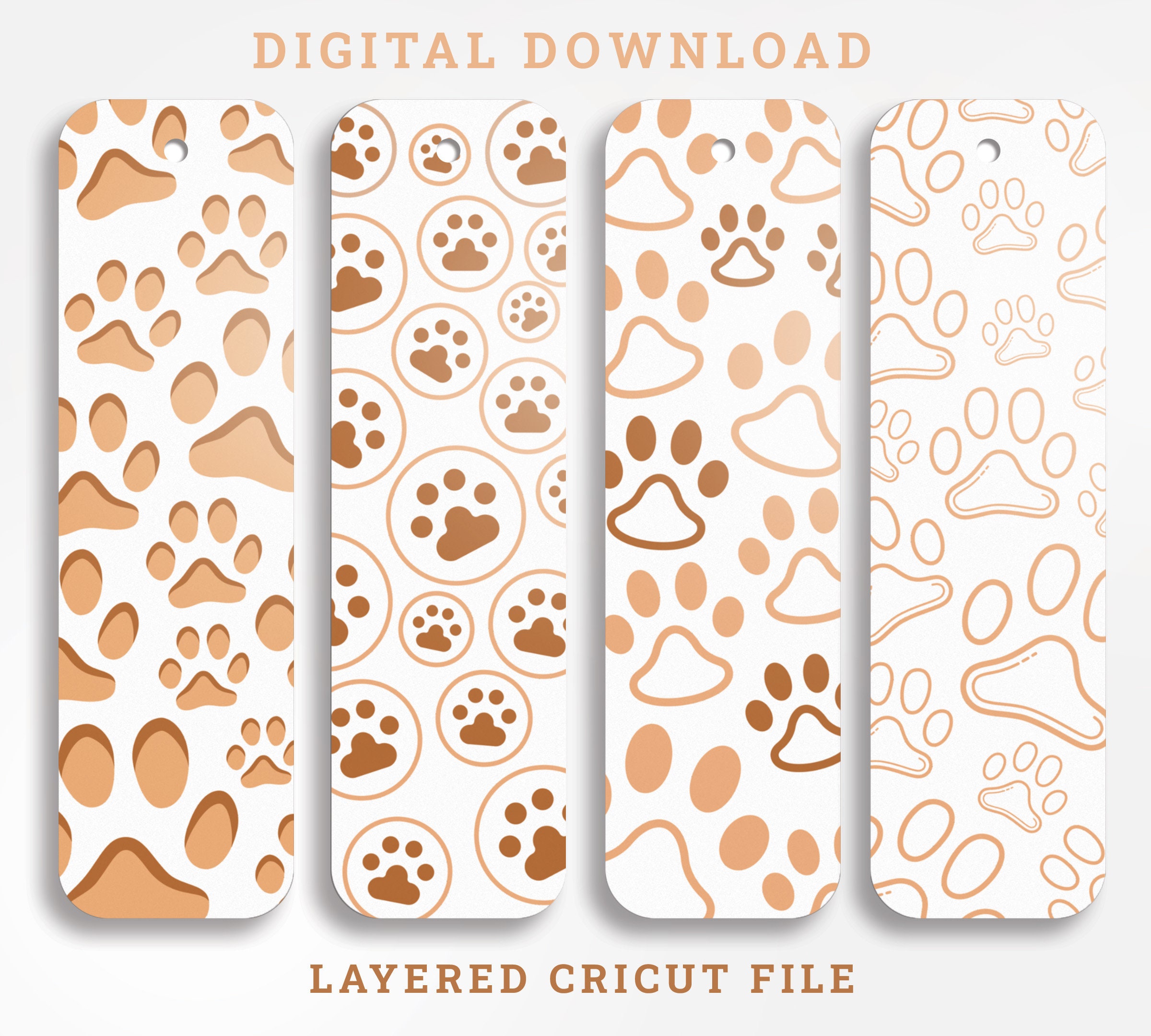 Set of 12 Layered Paw Bookmark SVG Pattern Laser Cut DXF - Etsy