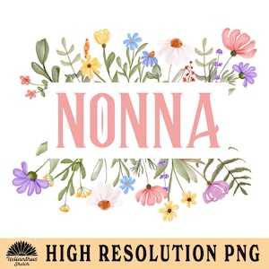 Retro Floral Nonna PNG, Nonna Sublimation Designs, Nonna Png File for ...