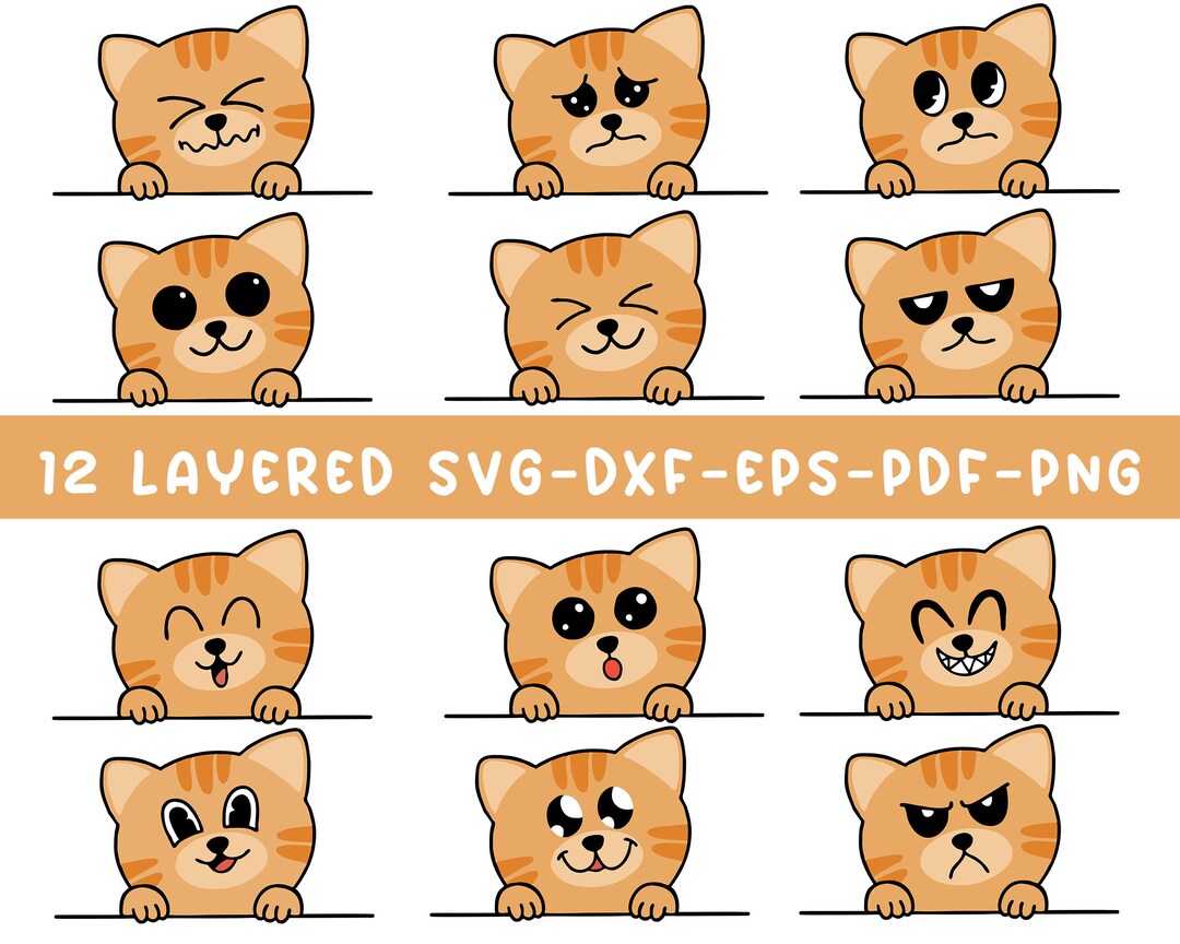 Peeking Cat SVG, Cute Cat Svg File, Cat SVG for Cricut, Cat Clipart Svg ...