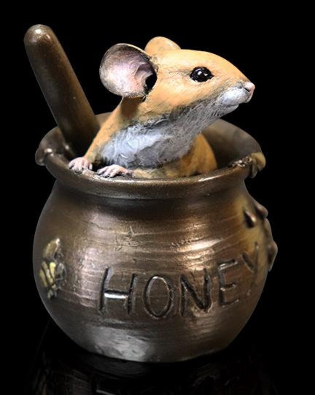 Mouse in Honey Pot Bronze Figurine Michael Simpson - Etsy UK