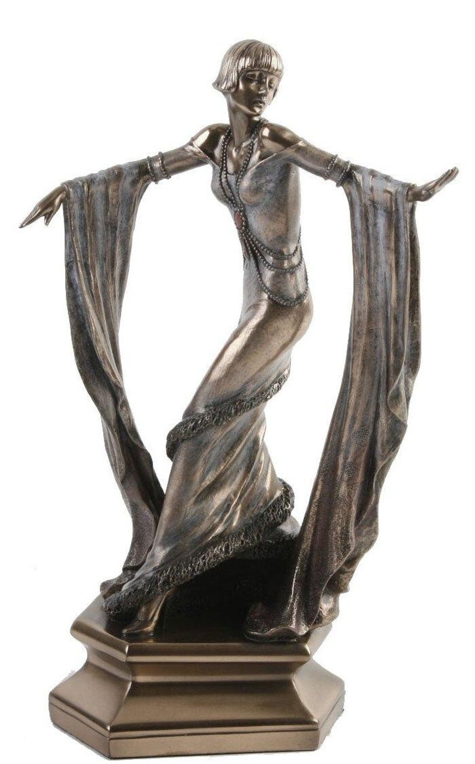 Art Deco Lady With Shawl in Both Hands - Bronze Figurine Veronese ...