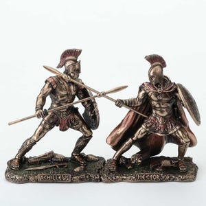 Hector Fighting Achilleus Two Miniature Bronze Figurines - Greek Heroes ...