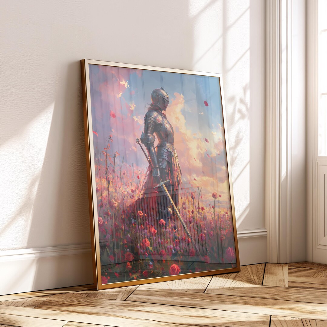 Dawn Knight Woman Print - Sunrise Sword Fantasy Poster - Female Warrior ...
