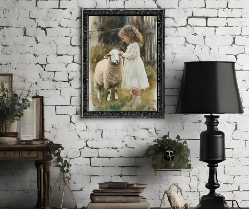 Little Shepherdess | Cottagecore Wall Art, Moody Farmhouse Art, Vintage ...