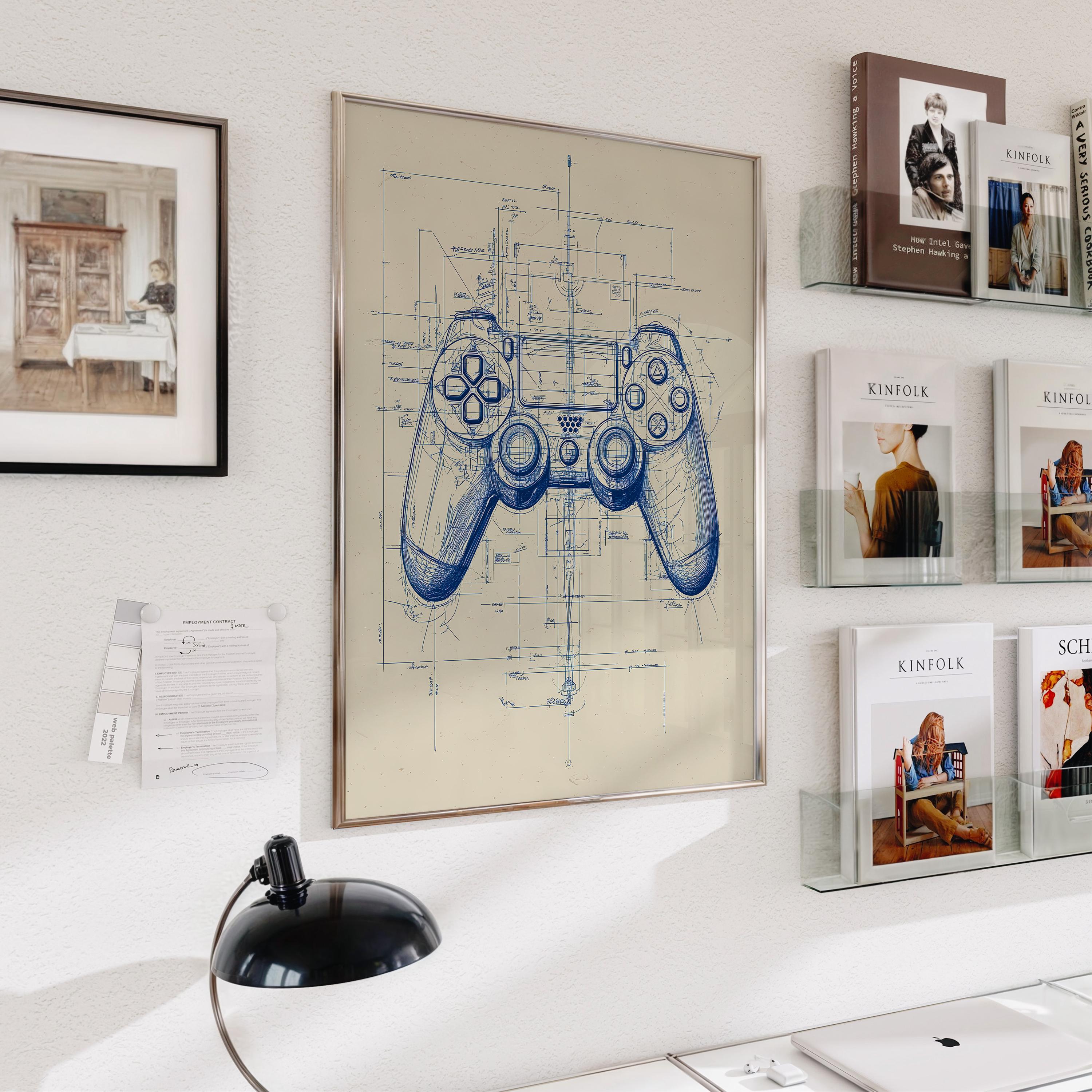 Gamer Controller Blueprint Poster Set - Printable Video Game Wall Art ...