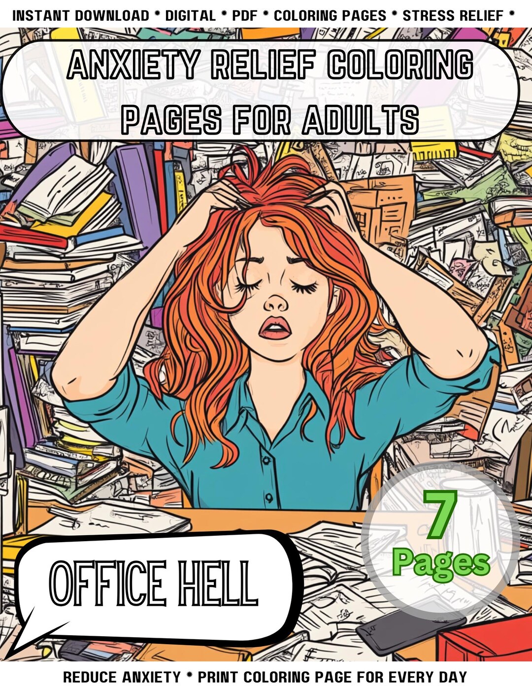 Stress Relief Coloring Pages | Anxiety Relief for Adults | 7 Pages ...