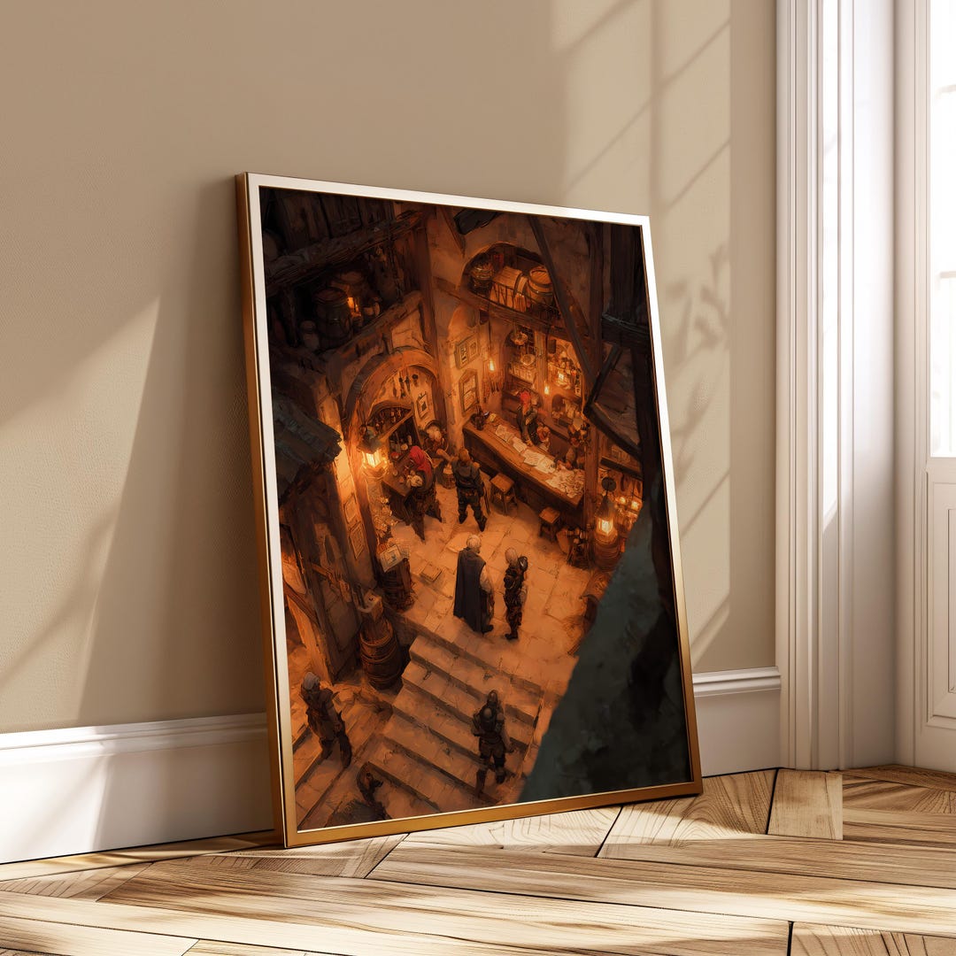 Fantasy Guild Hall Wall Art - Overhead RPG Inn Printable Poster - Dnd ...