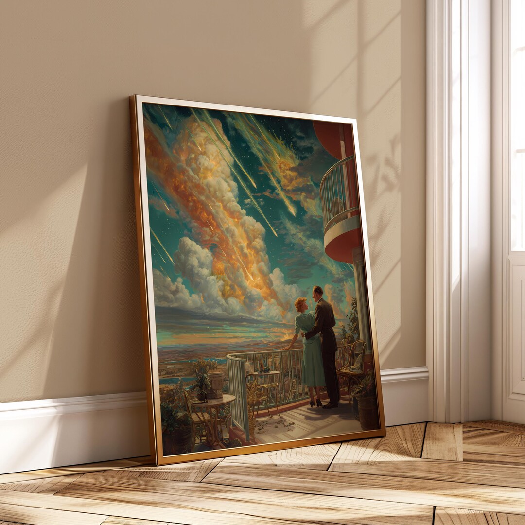 Apocalyptic Romance Poster - Retro Sci-fi Wall Art - 1950s Couple ...