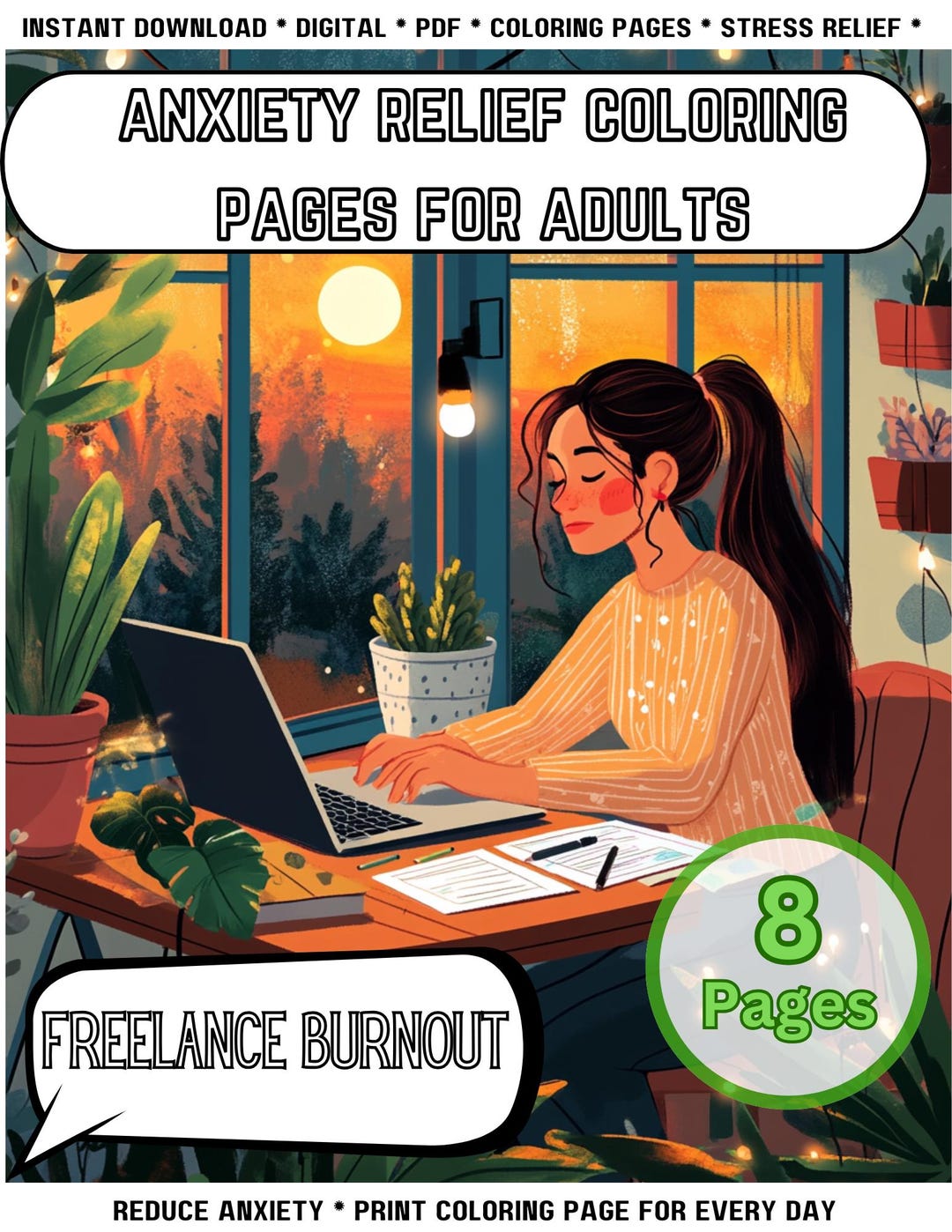 Stress-relief Coloring Pages for Adults | Anxiety Relief Digital ...