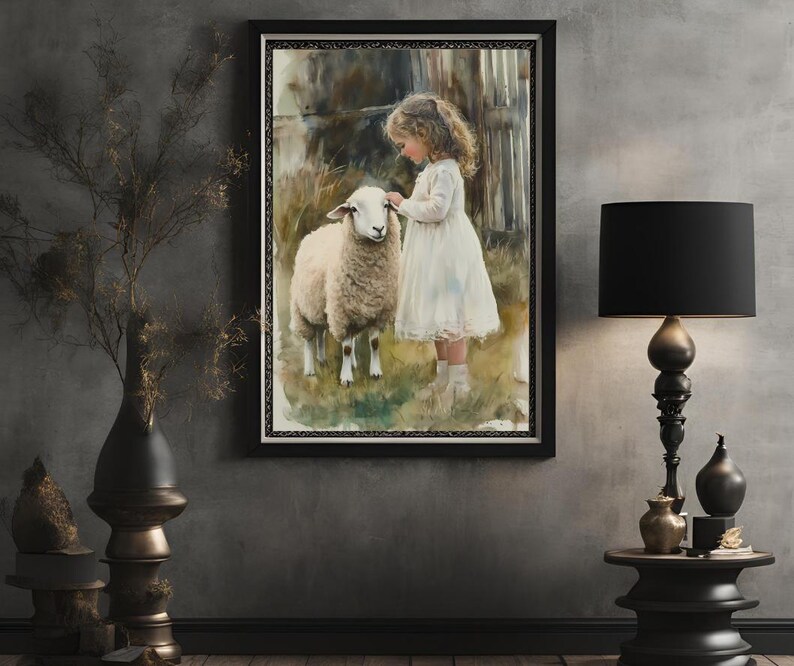 Little Shepherdess | Cottagecore Wall Art, Moody Farmhouse Art, Vintage ...