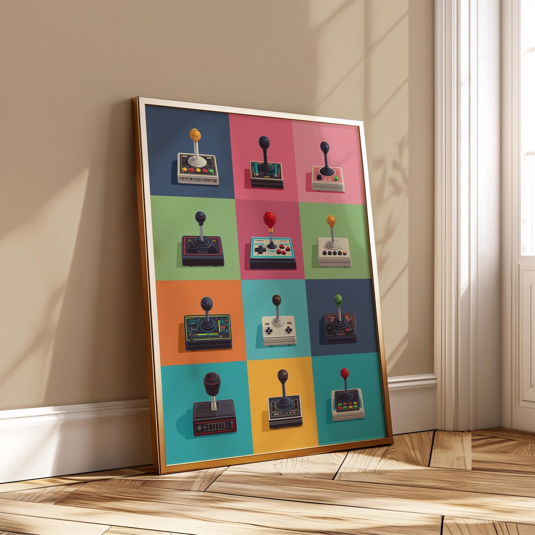 Ultimate Retro Joystick Print - Colorful Vintage Gaming Art Digital ...
