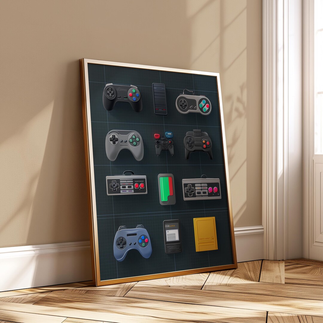 Retro Gamepad Controller Poster - Printable Digital Gaming Wall Art ...