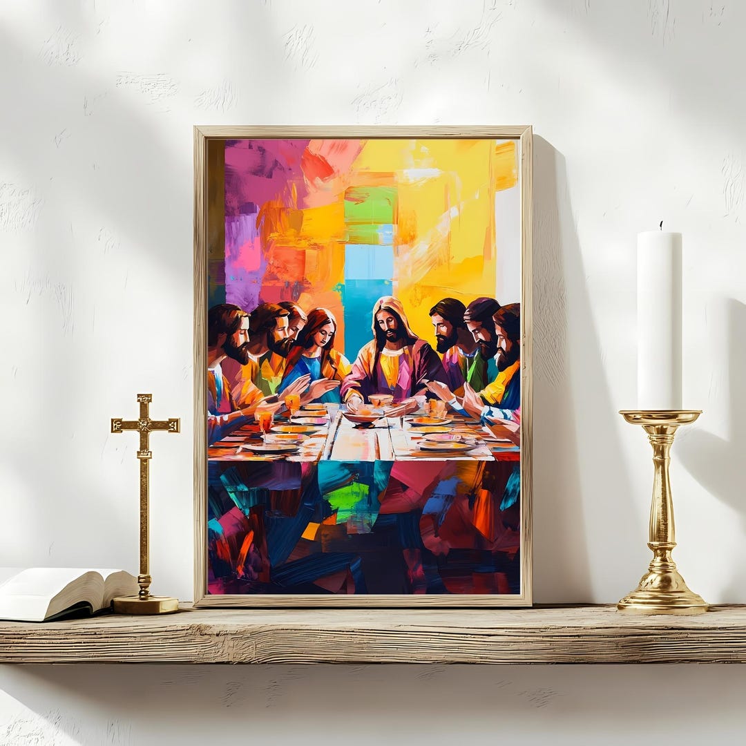 The Last Supper Modern Art | Jesus and Disciples Print | Abstract ...