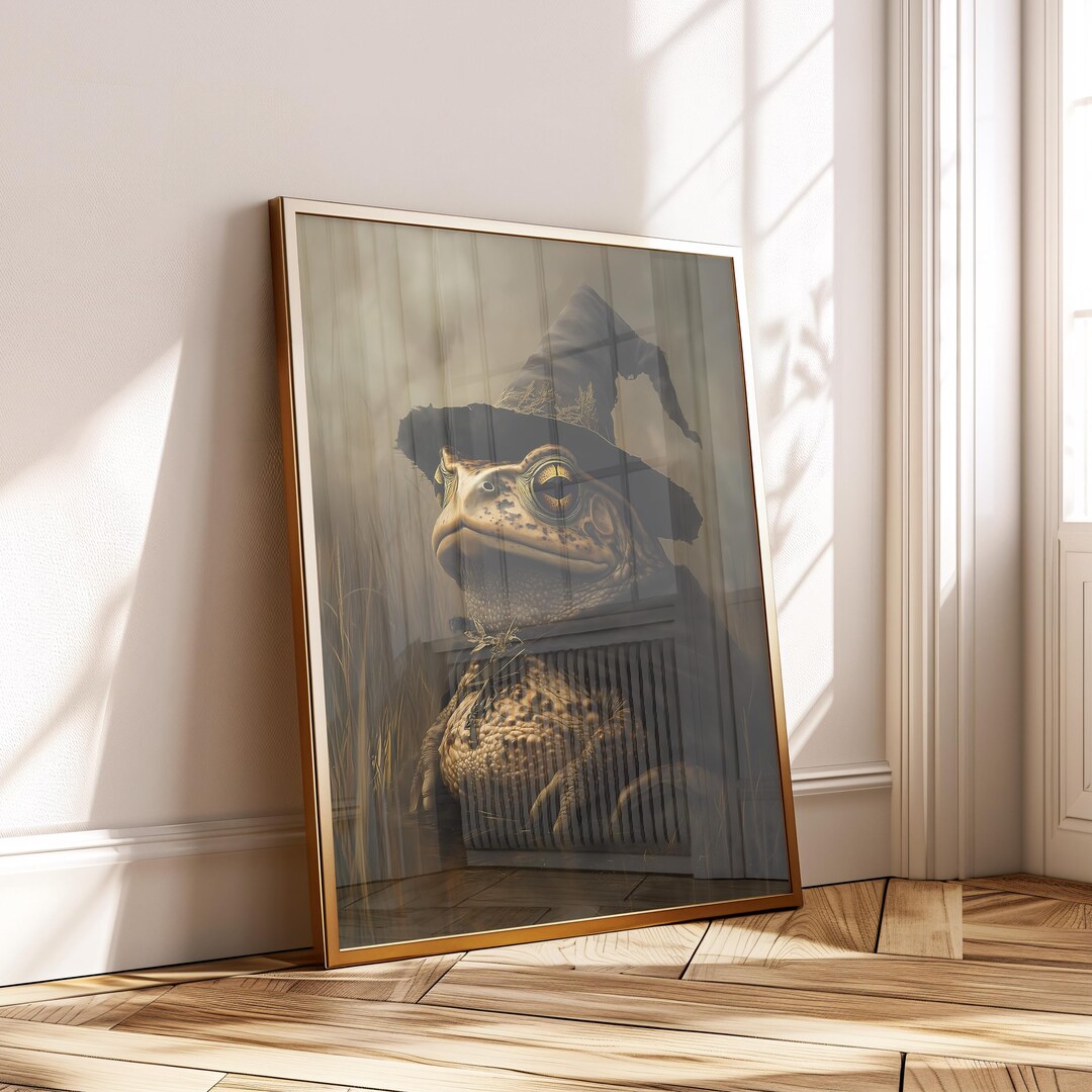 Toad Witch Wall Art – Moody Frog in Witch Hat – Dark Fantasy Print ...