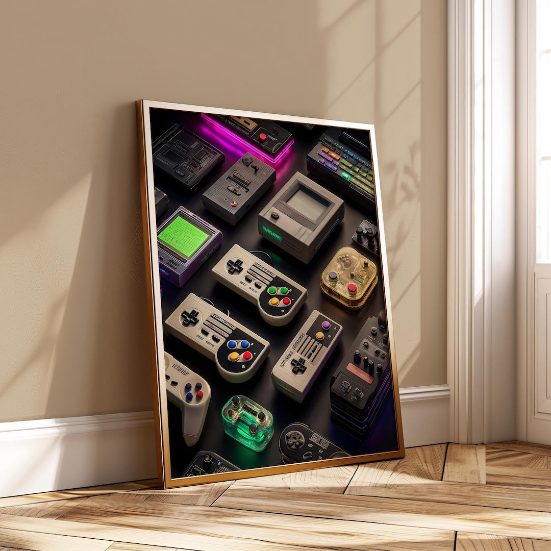 Retro Game Controller Poster, Vintage Gaming Printable Wall Art ...