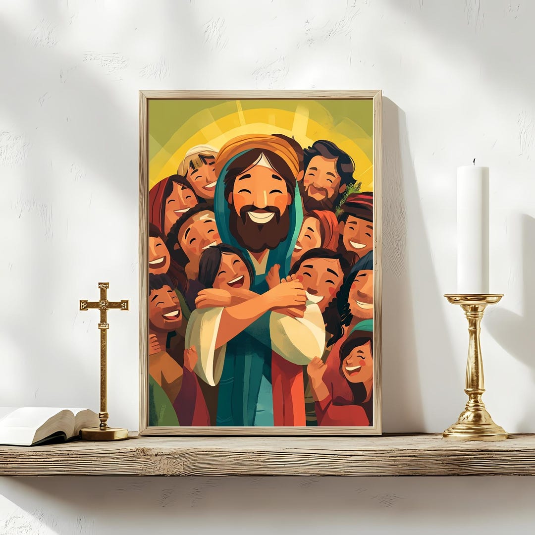 Joyful Jesus Hugging Children Art: Christian Home Decor (digital ...
