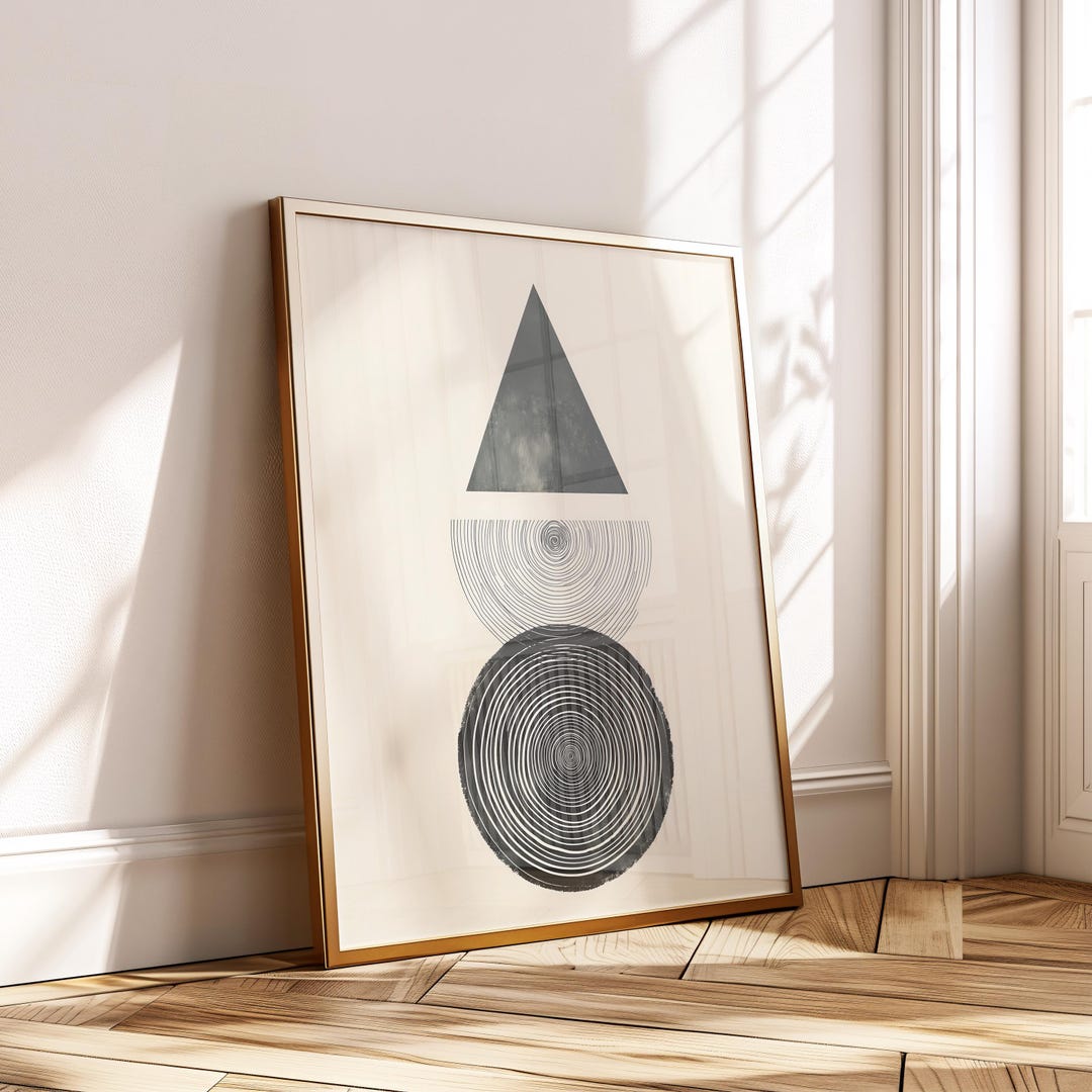 Minimalist Black Triangle Circle Geometric Abstract Art Digital ...